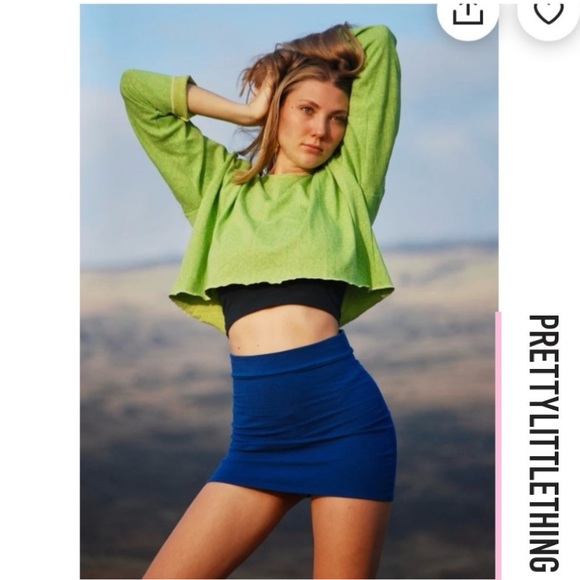 PrettyLittleThing | Skirts | Prettylittlething Bright Blue Slinky Micro ...